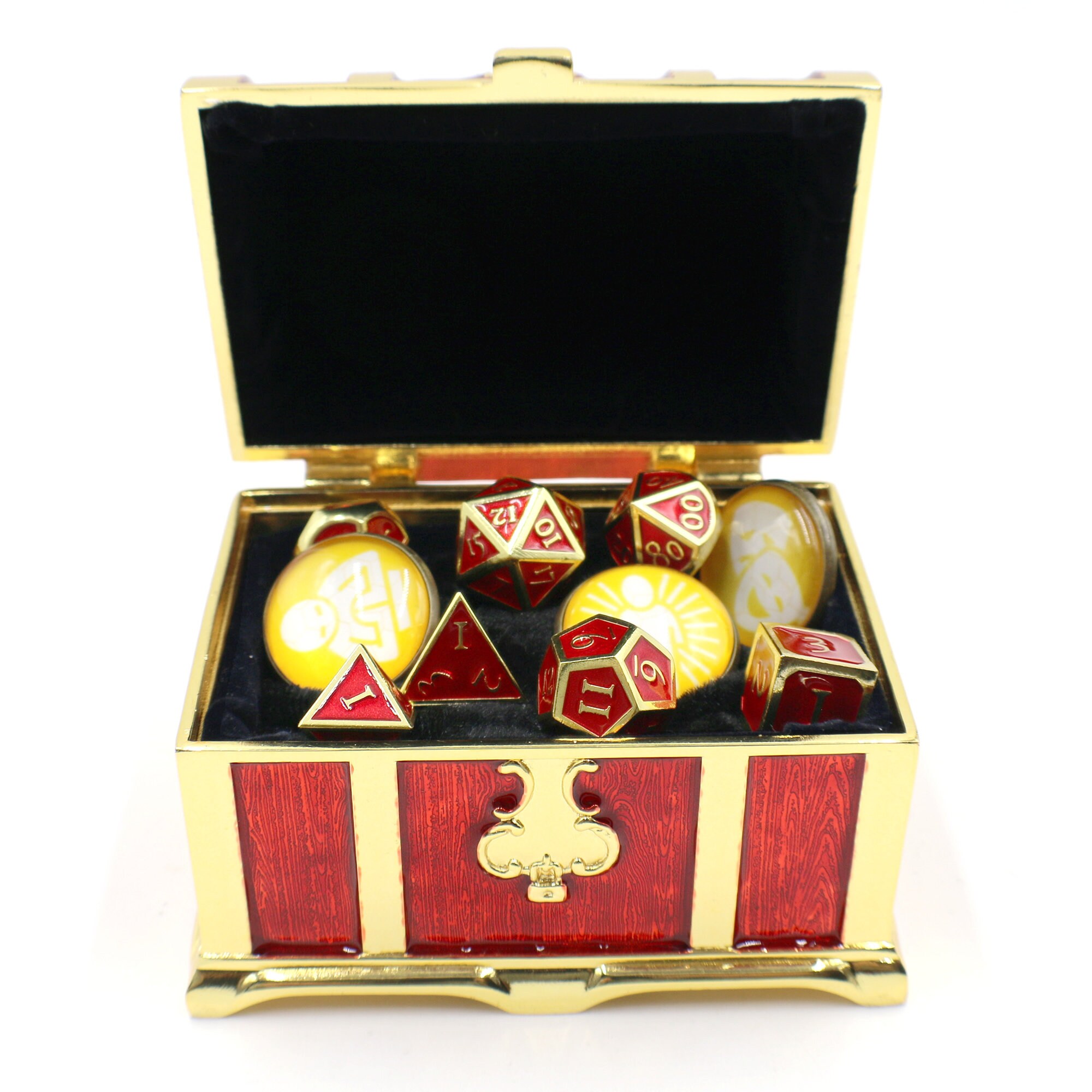 D&D Dice Chest With Matching Metal Dice and Inspiration Tokens | Etsy