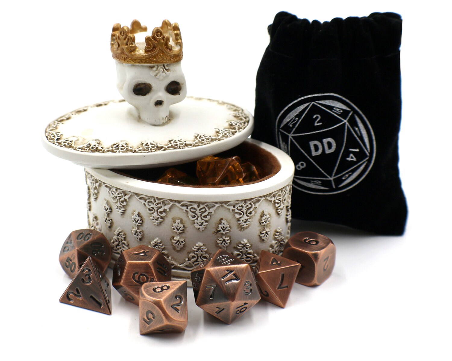 Bronze Steampunk D20 Dice Set With Gothic Storage Box for D&D - Etsy