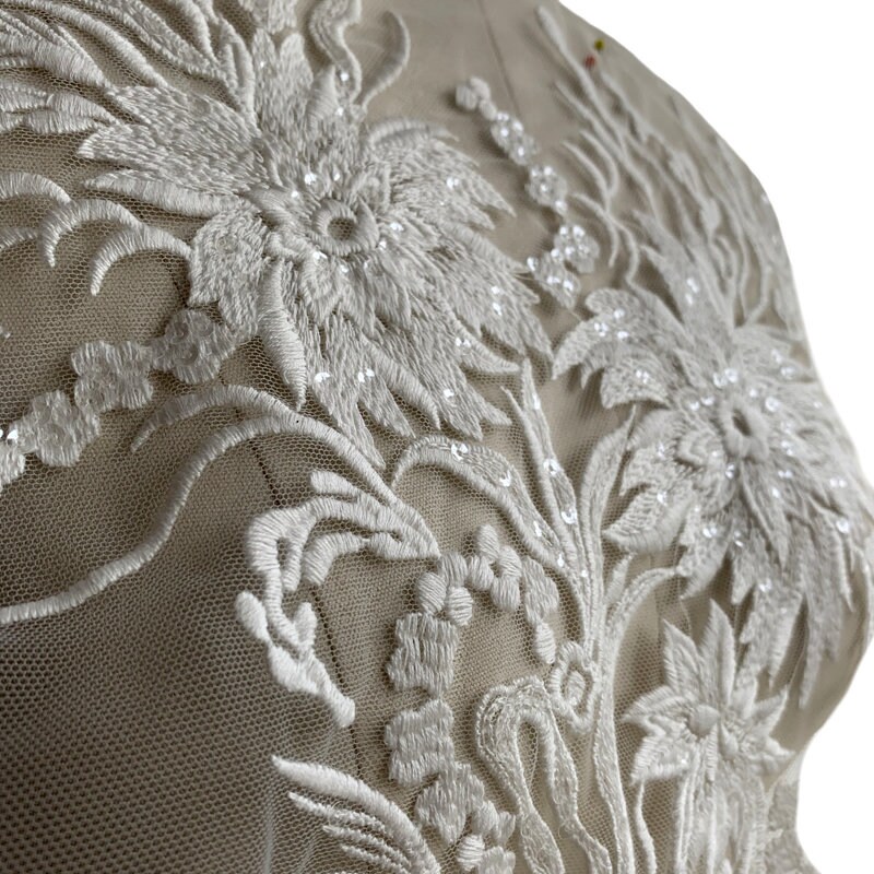 Bridal Sequins Embellishment Lace Applique Embroidered Fabric - Etsy