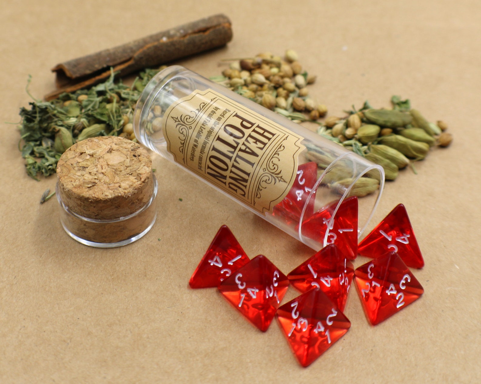 D&D Healing Potion With Red D4 Dice - Role Play Accessory - Etsy