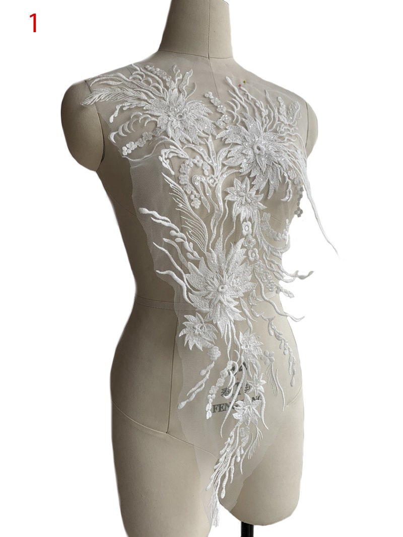 Bridal Sequins Embellishment Lace Applique Embroidered Fabric - Etsy