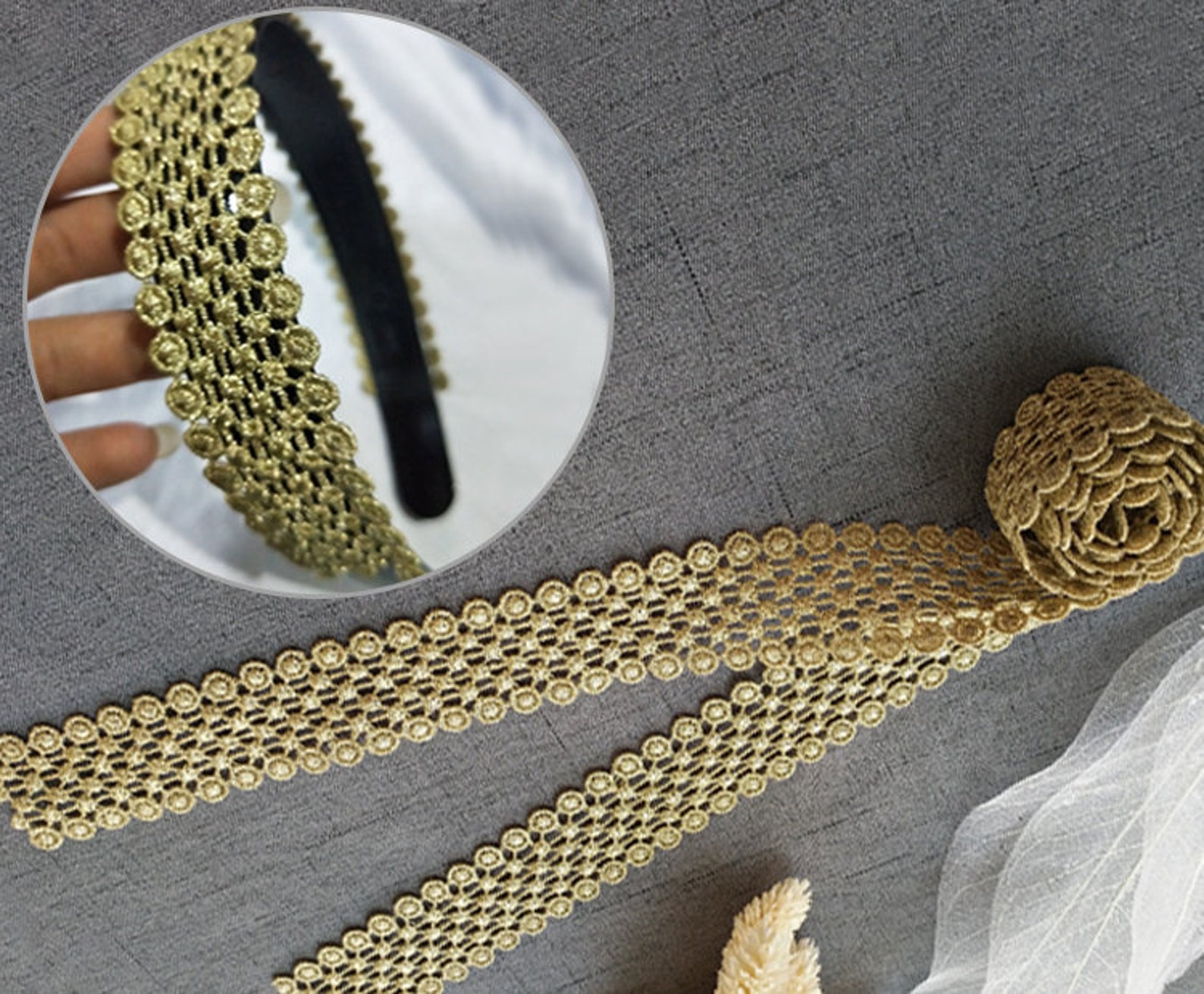 Gold Embroidered Ribbon Decorative Border Lace Trim | Etsy