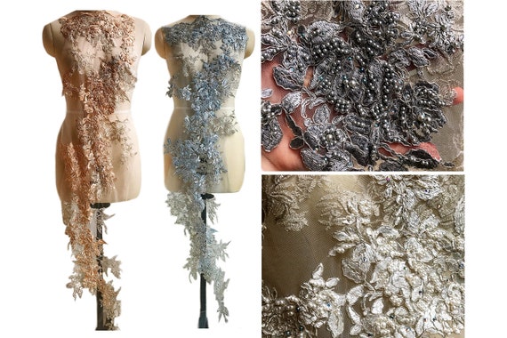 Lace fabric with pearl beaded perfect for haute couture | Etsy