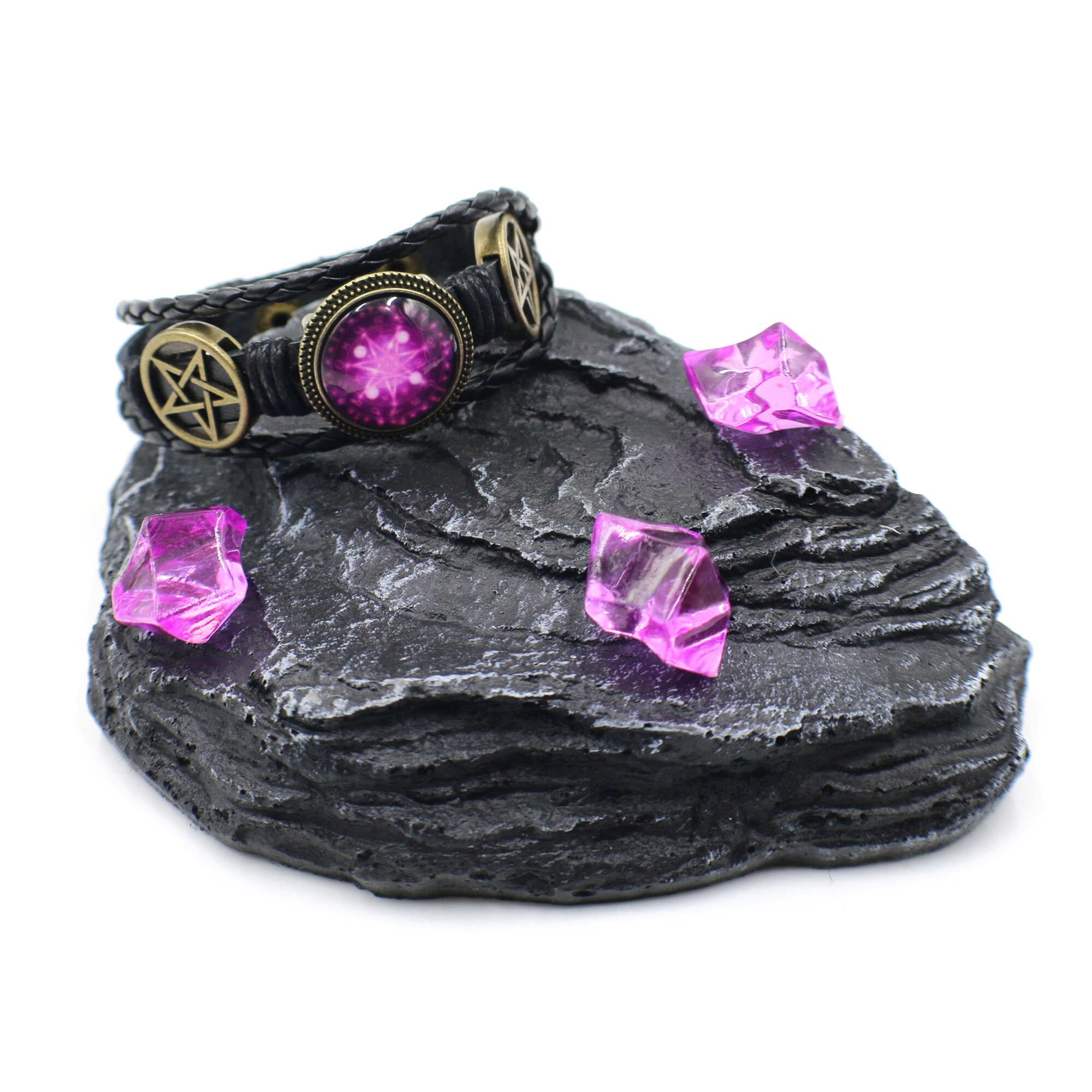 Wicca Magic Circle / Pentacle Leather Bracelet | Etsy