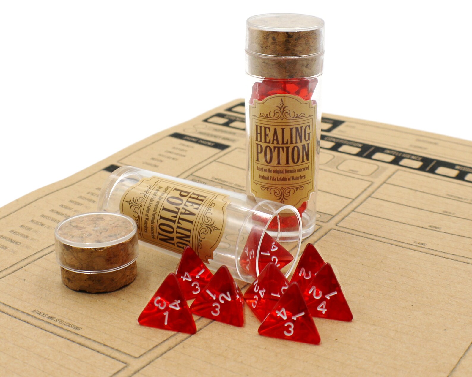 D&D Healing Potion With Red D4 Dice - Role Play Accessory - Etsy