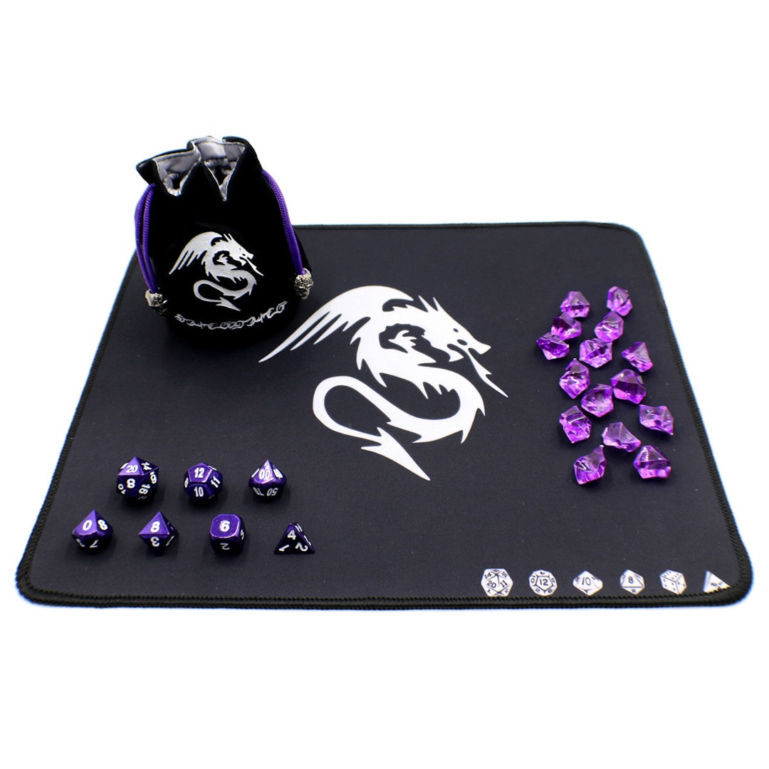 Dnd Metal Dice Set With Play Mat, Dice Bag and Counters - Multiple ...