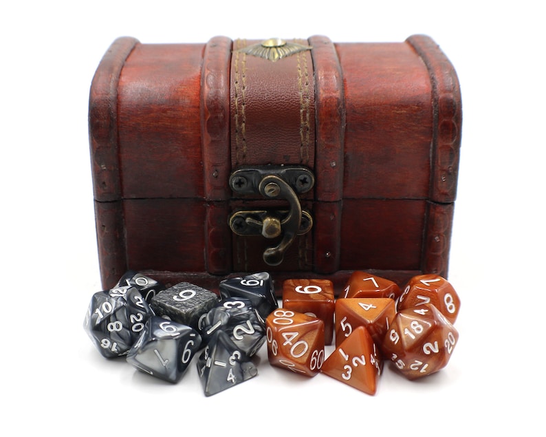 Role Playing Dice Storage Box / Chest With Two D&D Dice Sets - Etsy