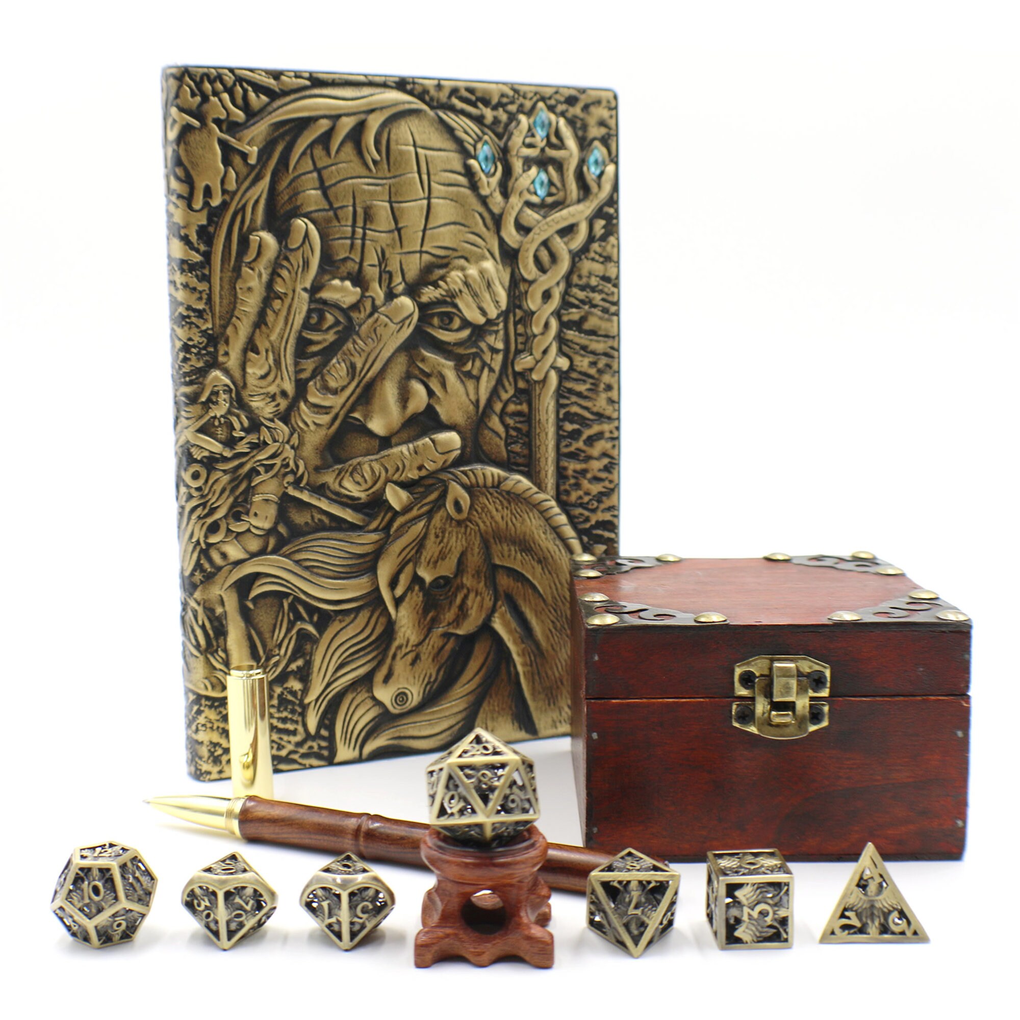 D&D Gift Set With Hollow Brass Dice Set , Journal and Pen - Etsy UK