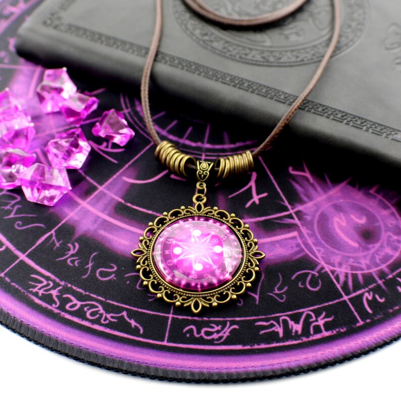 Wicca Magic Circle / Pentacle Leather Necklace and Pendant | Etsy