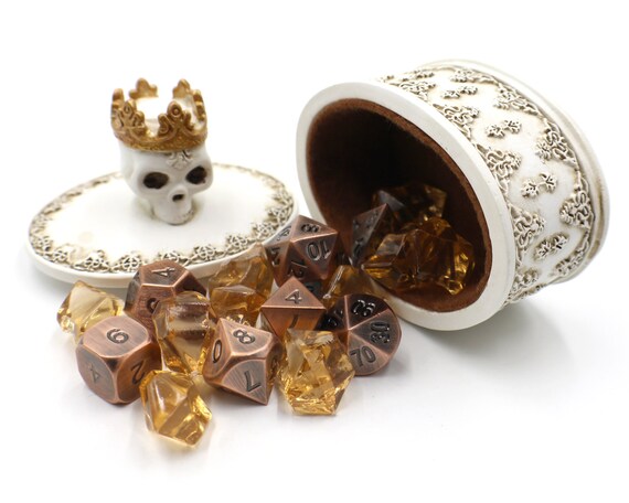 Bronze Steampunk D20 Dice Set With Gothic Storage Box for D&D - Etsy