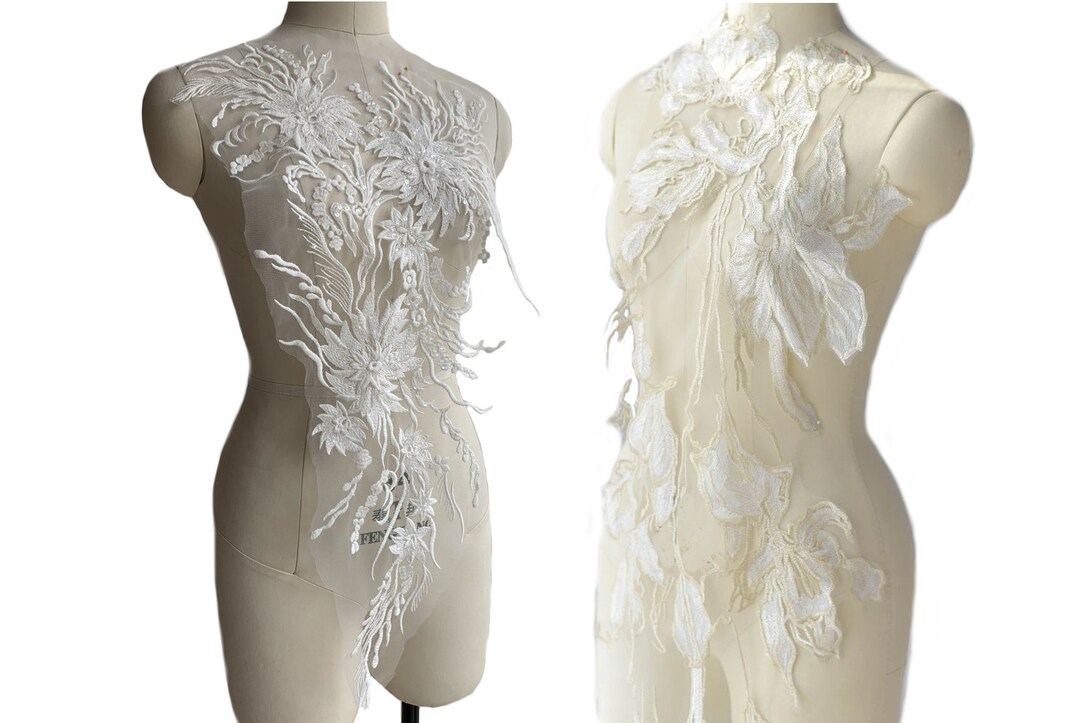 Bridal Sequins Embellishment Lace Applique Embroidered Fabric - Etsy