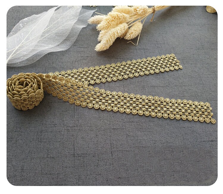 Gold Embroidered Ribbon Decorative Border Lace Trim | Etsy