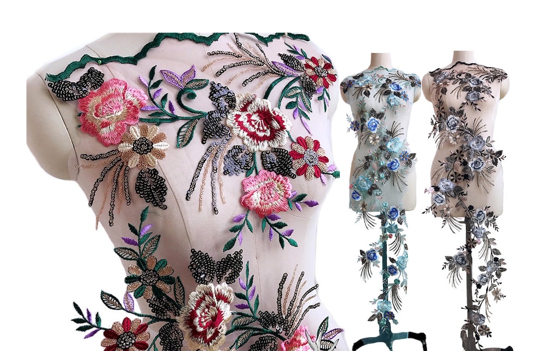 Fabric Embroidered Vine Applique Floral Leaf Lace - Etsy