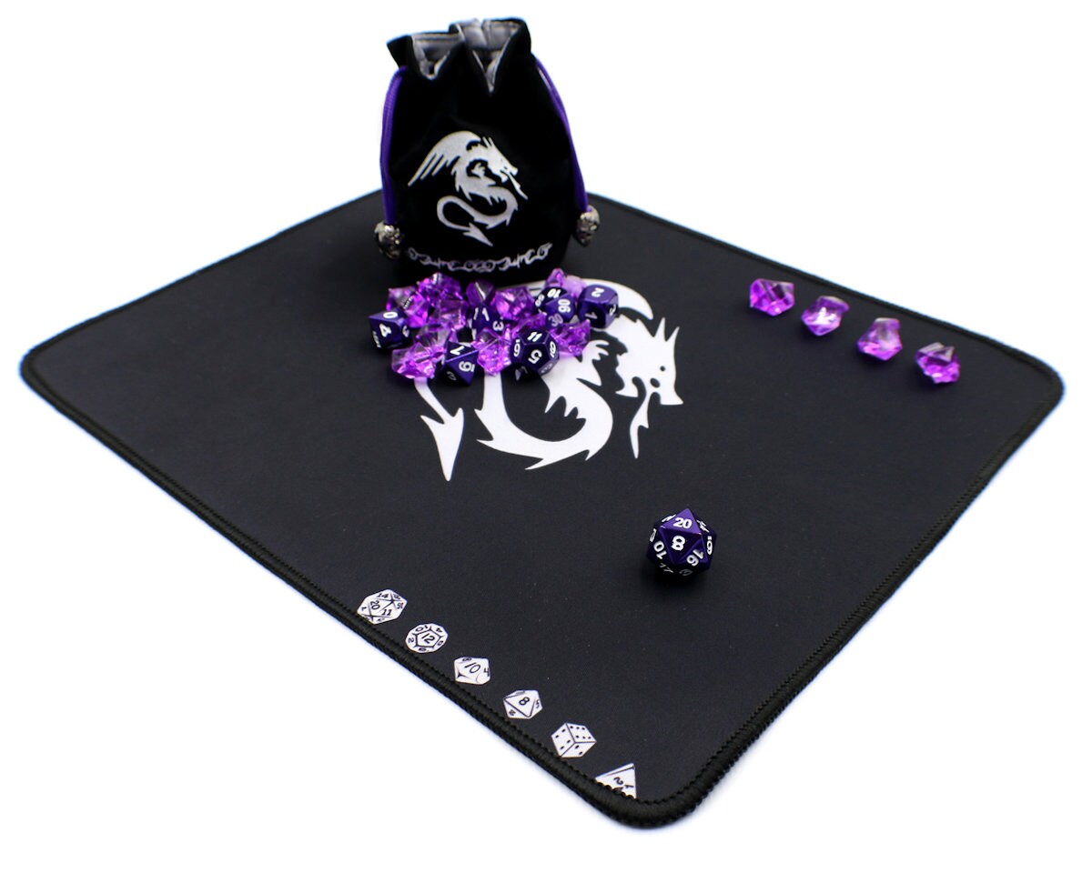 Dnd Metal Dice Set With Play Mat Dice Bag and Counters | Etsy