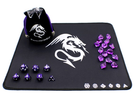 Dnd Metal Dice Set With Play Mat Dice Bag and Counters | Etsy