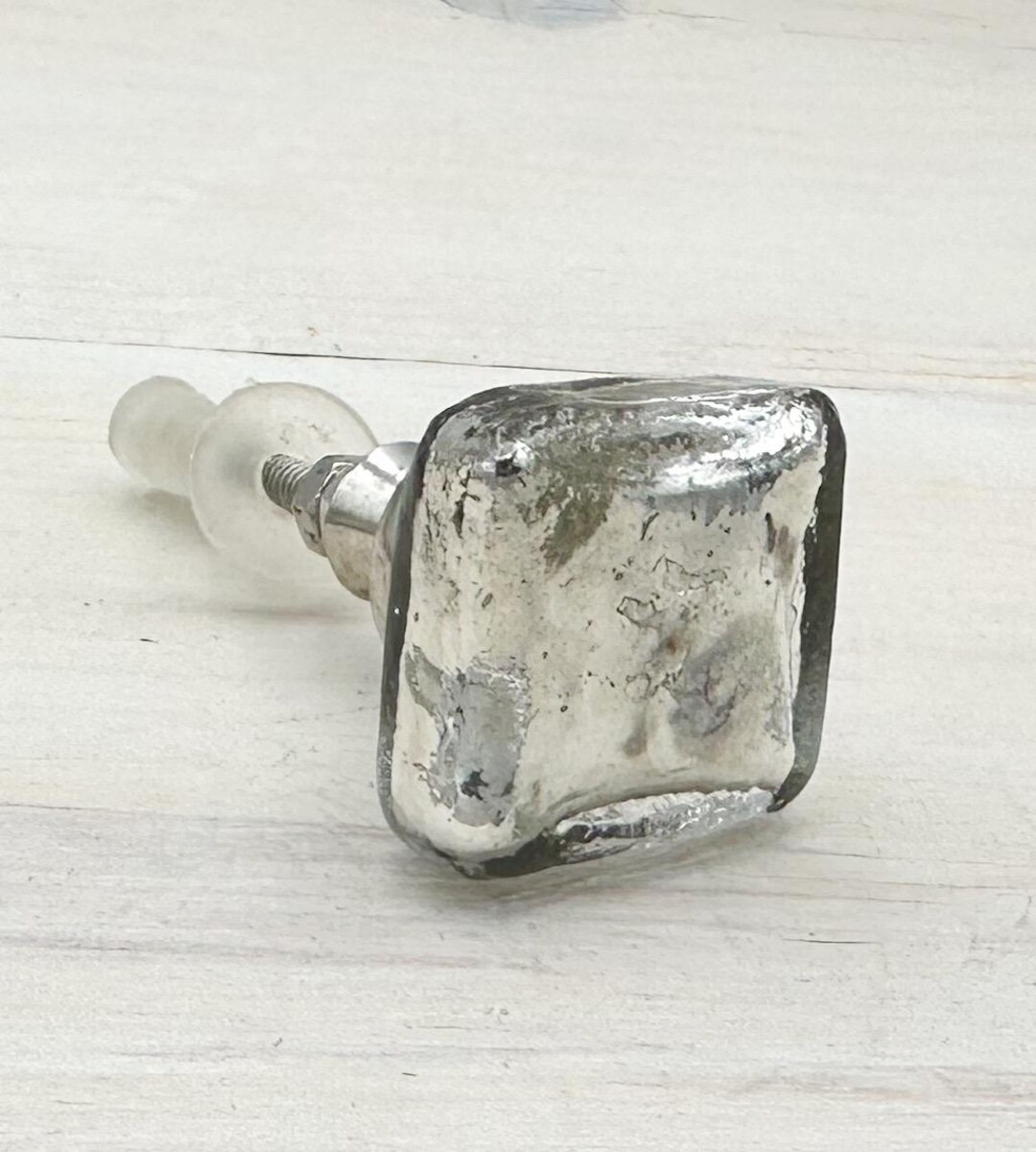 Square Mercury Dresser Knobs, Tarnished Glass Drawer Knobs, Cabinet Knobs, Vintage Mirror Finish ...
