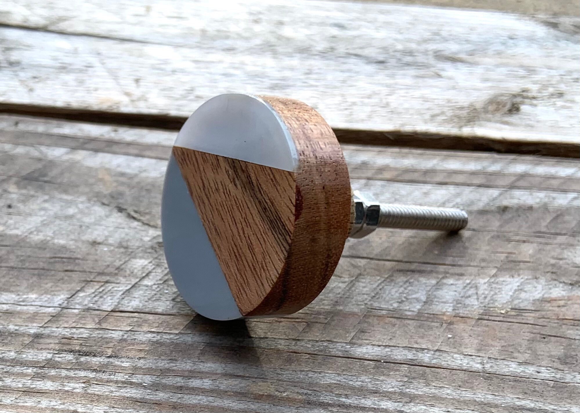 Unique Cabinet Knob, Modern Drawer Pull, Geometric Art Deco Dresser Knob, Grey Resin, Mother of ...