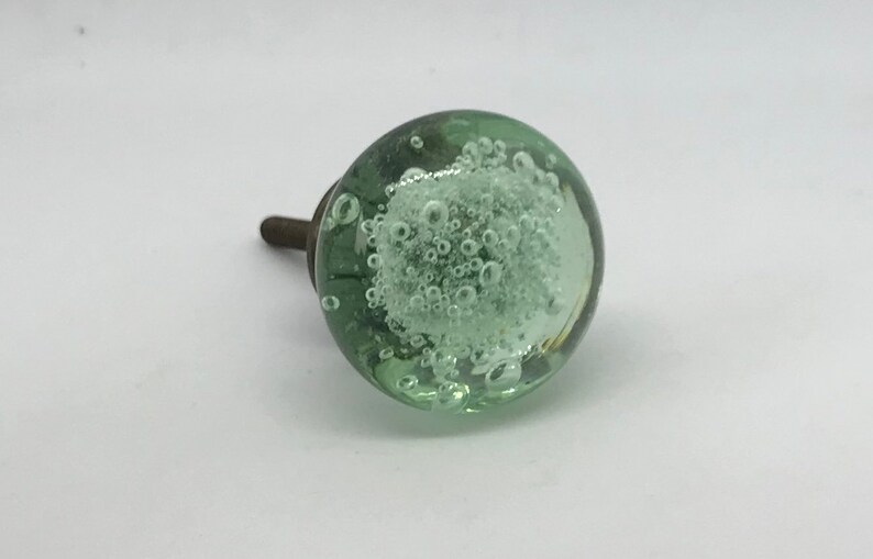 Dresser Knob Drawer Pull Green Bubble Glass With an Oil - Etsy