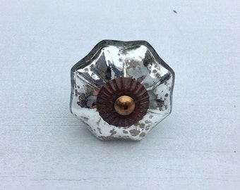 Silver Glass Knob Dresser Drawer Pull Mercury Mirror Cabinet | Etsy