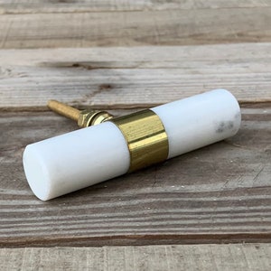 Stone Handle, Marble White Cabinet Knobs With Brass, Drawer Pulls, Dresser Knobs, Door Pull ...