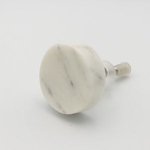 White Stone Cabinet Knob With Veining, Dresser Knob, Drawer Pull, Natural Marble Granite Style ...