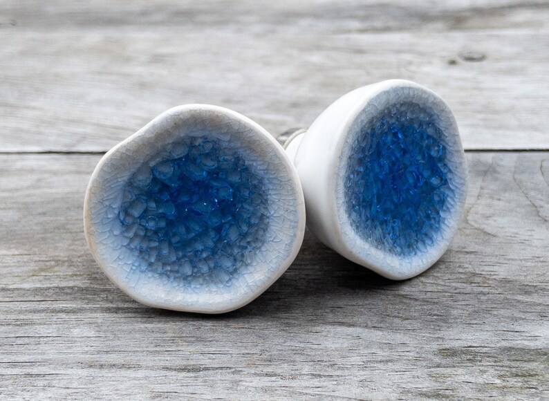 Ceramic Drawer Knob Sea Glass Cabinet Pull Crackle Glazed - Etsy