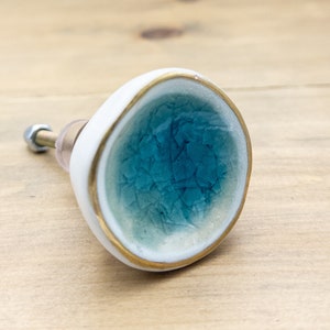 Ceramic Drawer Knob, Sea Glass Cabinet Pull Crackle Glazed, Dresser Knob, Door Hardware ...