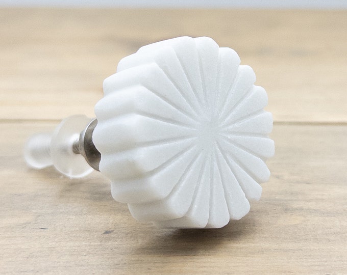 Round White Stone Knob - Unique Cabinet Pulls, Gold Knob, Elegant Dresser Knob, Drawer Pulls ...