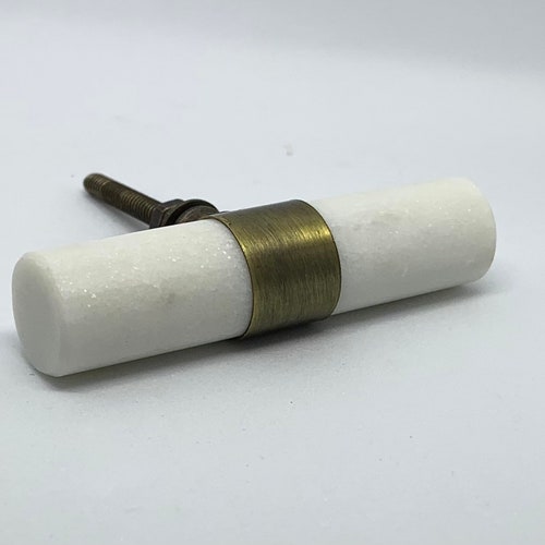 Stone Dresser Knob Unique Drawer Pull Handle Marble White | Etsy