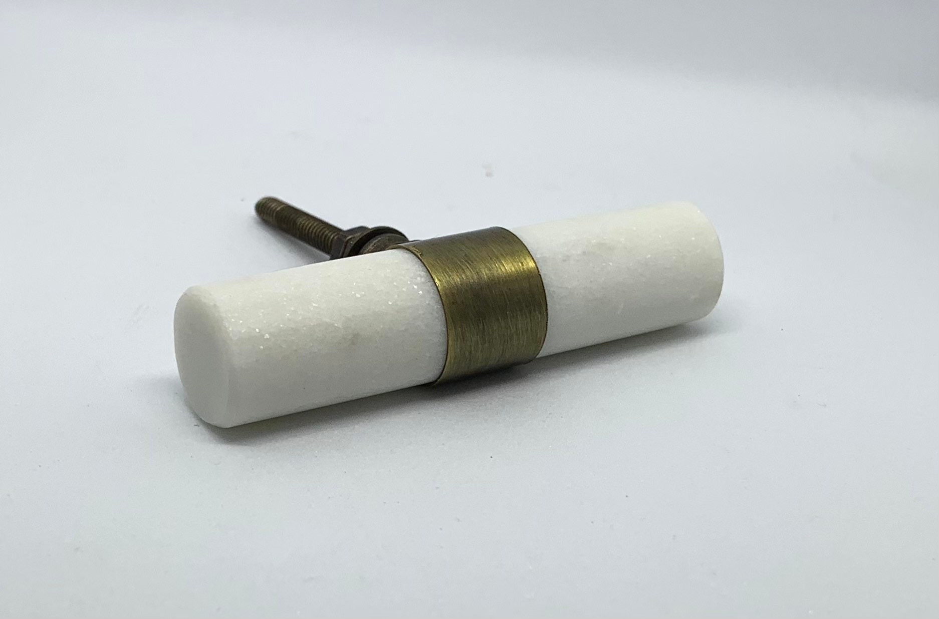 Stone Dresser Knob Unique Drawer Pull Handle Marble White | Etsy