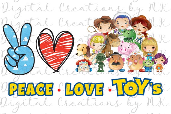 Peace Love Toys Toy Story PNG 300 Dpi Watercolor Digital - Etsy