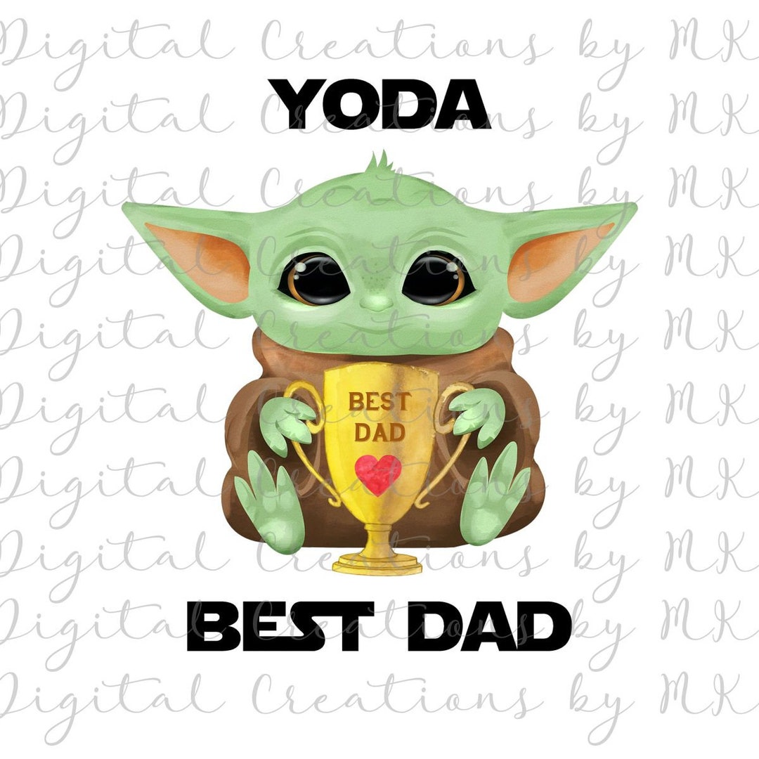 Yoda Best Dad With Trophy, PNG 300 Dpi, Watercolor, Digital File ...