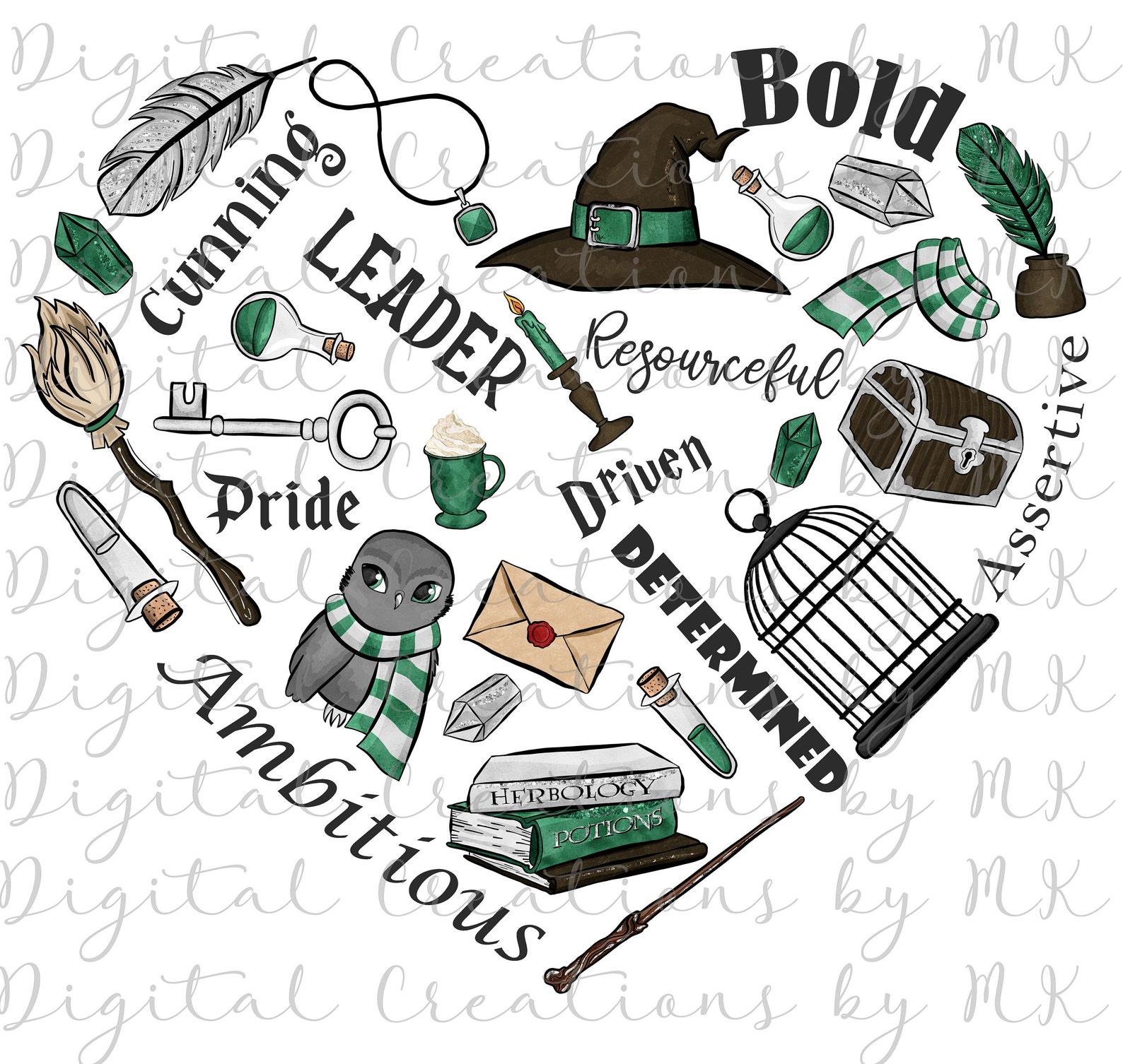 Green Wizard Heart PNG File 300 Dpi Decal Sublimation - Etsy