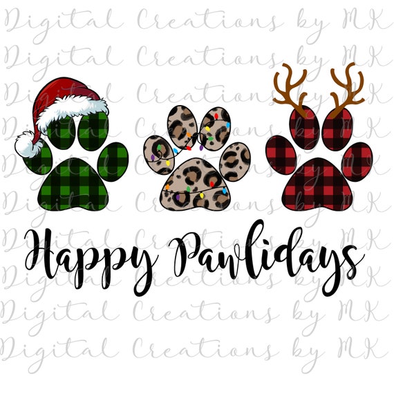 Happy Pawlidays Dog Cat Christmas Clipart PNG File 300 Dpi | Etsy