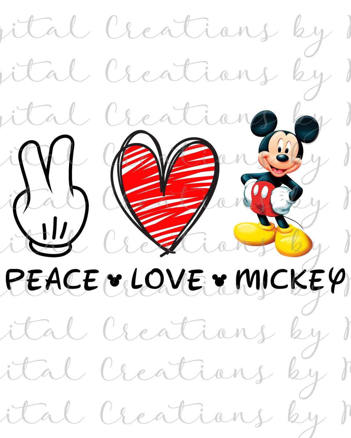 Peace Love Mickey PNG 300dpi Digital File Sublimation | Etsy
