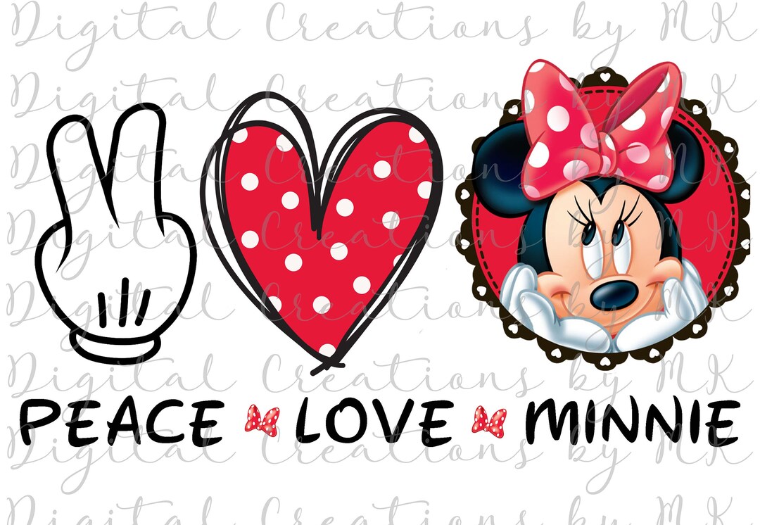 Minnie Mouse Peace Love Minnie PNG 300dpi, Digital Files, Sublimation ...