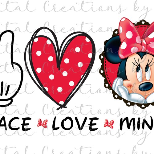 Minnie Mouse Peace Love Minnie PNG 300dpi Digital Files - Etsy
