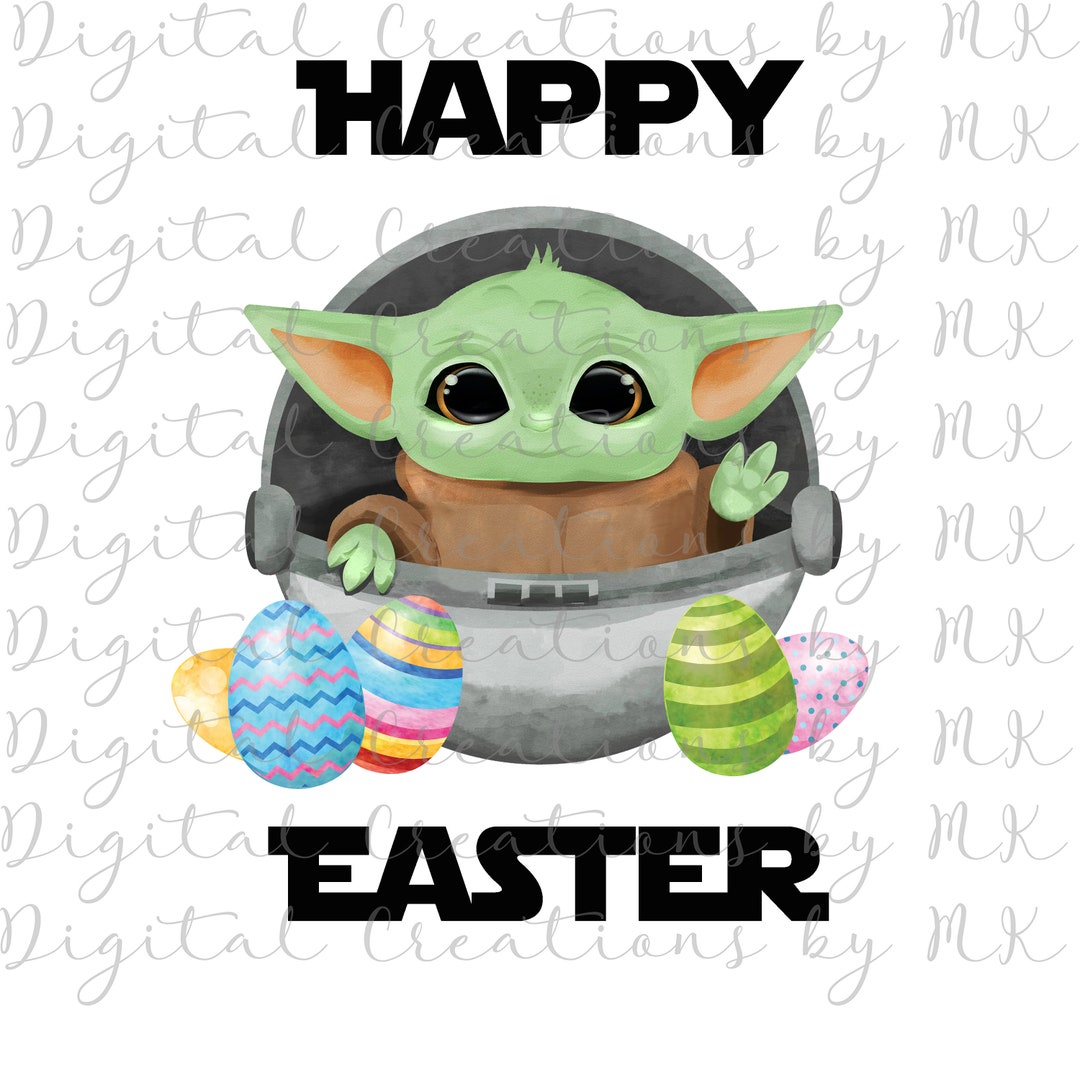 Happy Easter, Baby Yoda, Star Wars, Decal, PNG 300dpi, Digital File ...