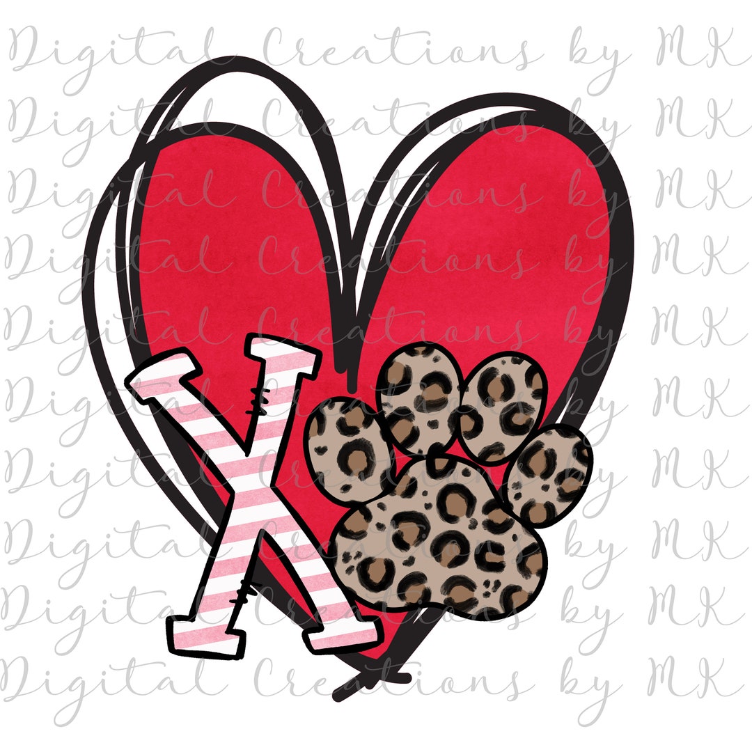 Valentine Pet Heart With Pawprint, PNG 300 Dpi, SVG, Digital File ...
