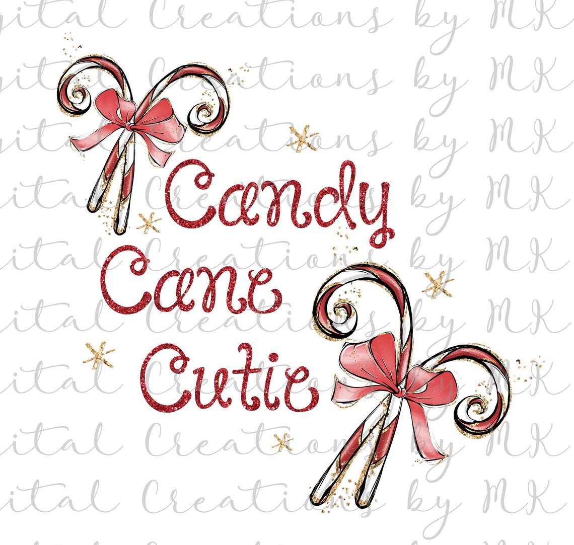 Candy Cane Cutie Decal PNG File 300 Dpi Sublimation Glitter - Etsy