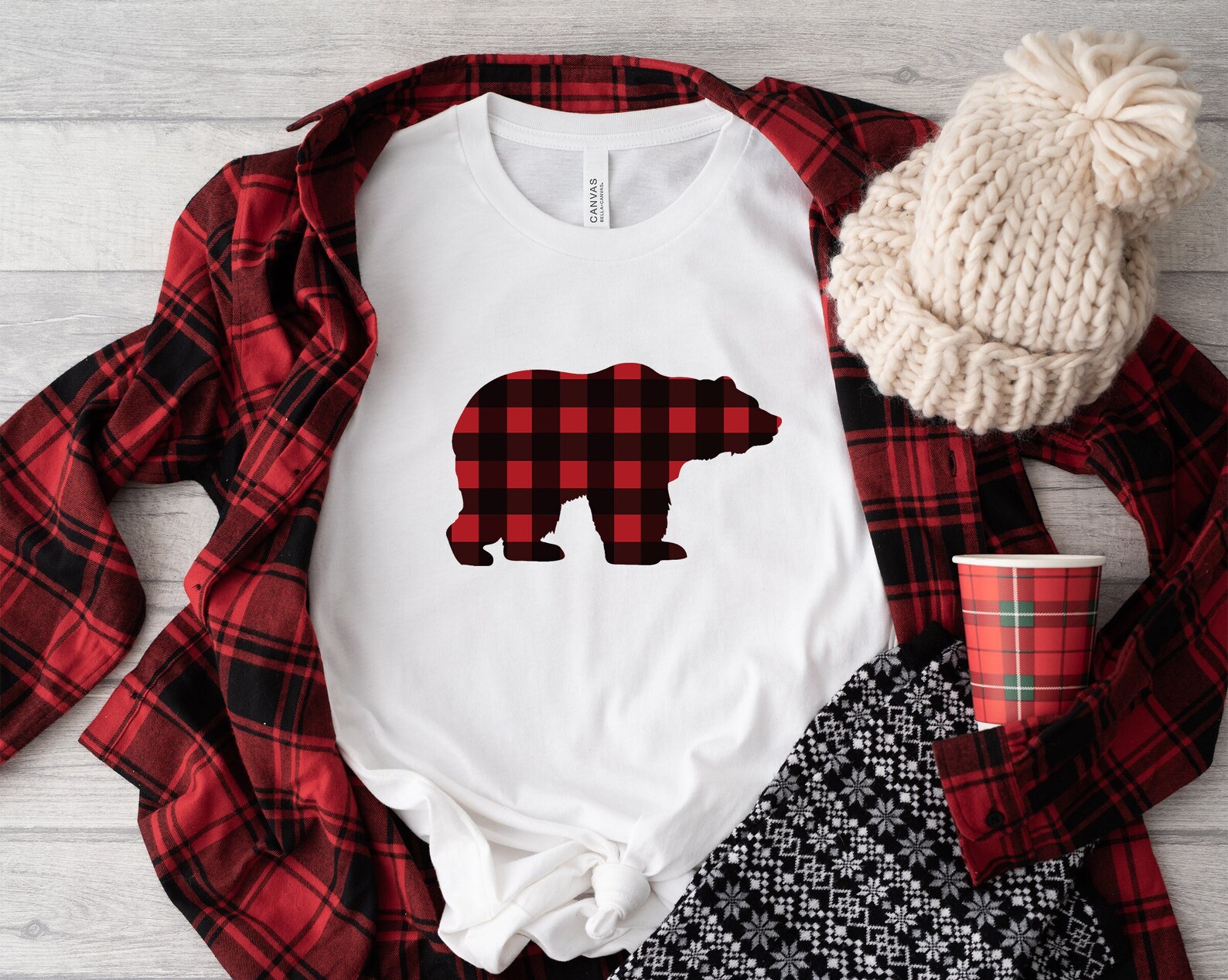 Red Buffalo Plaid Bear Clipart PNG File 300 Dpi Decal - Etsy