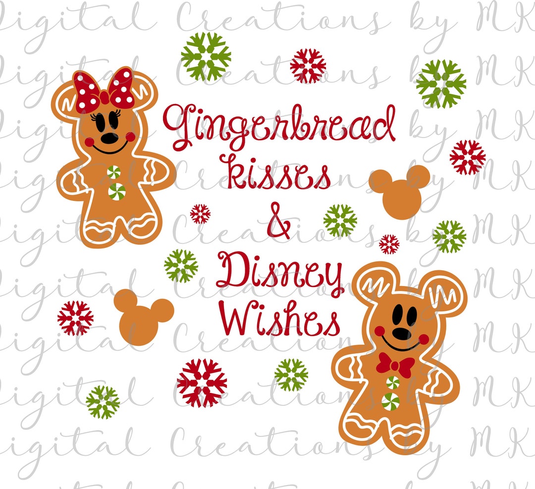 Mickey and Minnie Gingerbread Kisses, PNG, 300 Dpi, SVG, Digital File ...