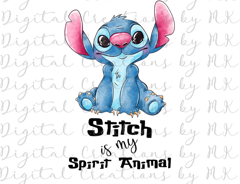 Stitch is My Spirit Animal, PNG 300 Dpi, Digital File, Watercolor ...