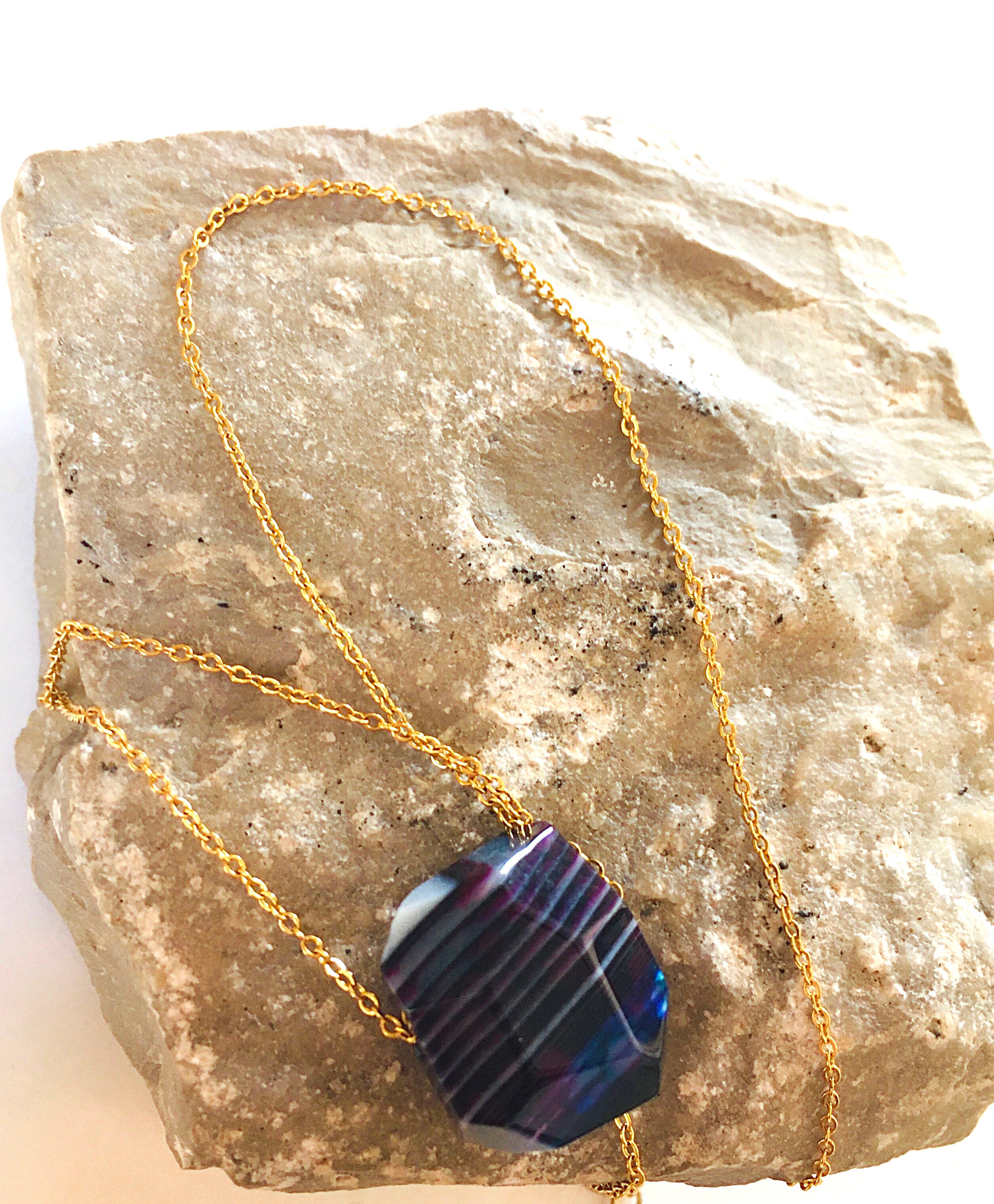 Single bead necklace/ One bead necklace/ Purple bead necklace/ - Etsy 日本