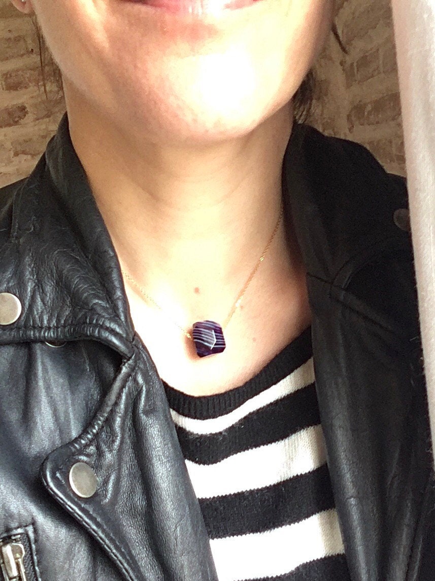 Single bead necklace/ One bead necklace/ Purple bead necklace/ - Etsy 日本