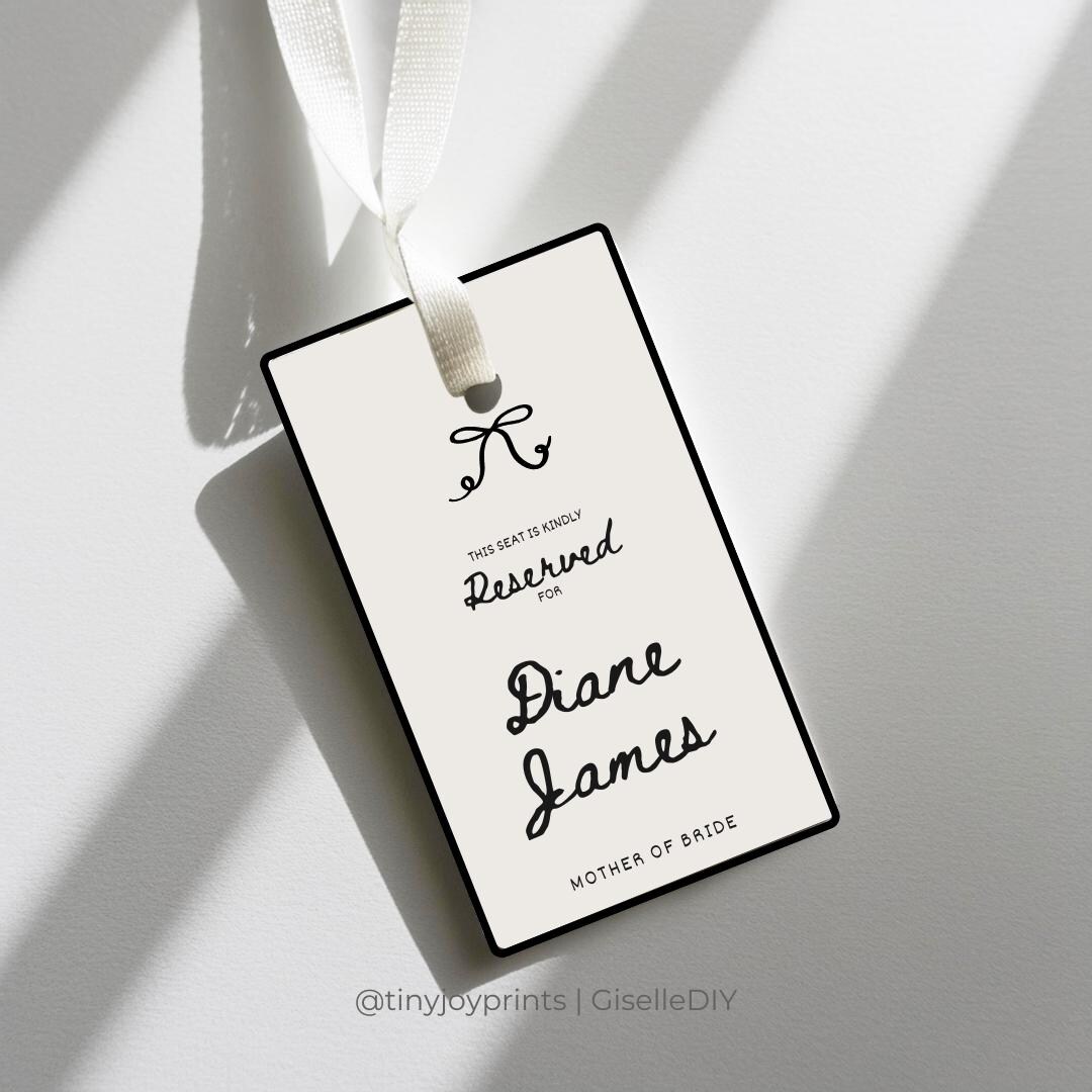 Hand-drawn Reserved Seating Tags | Wedding Ceremony Reserved Signs ...