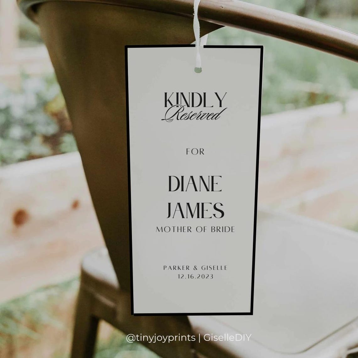 Modern Reserved Seating Tags for Wedding Ceremony | Minimalist Reserved ...