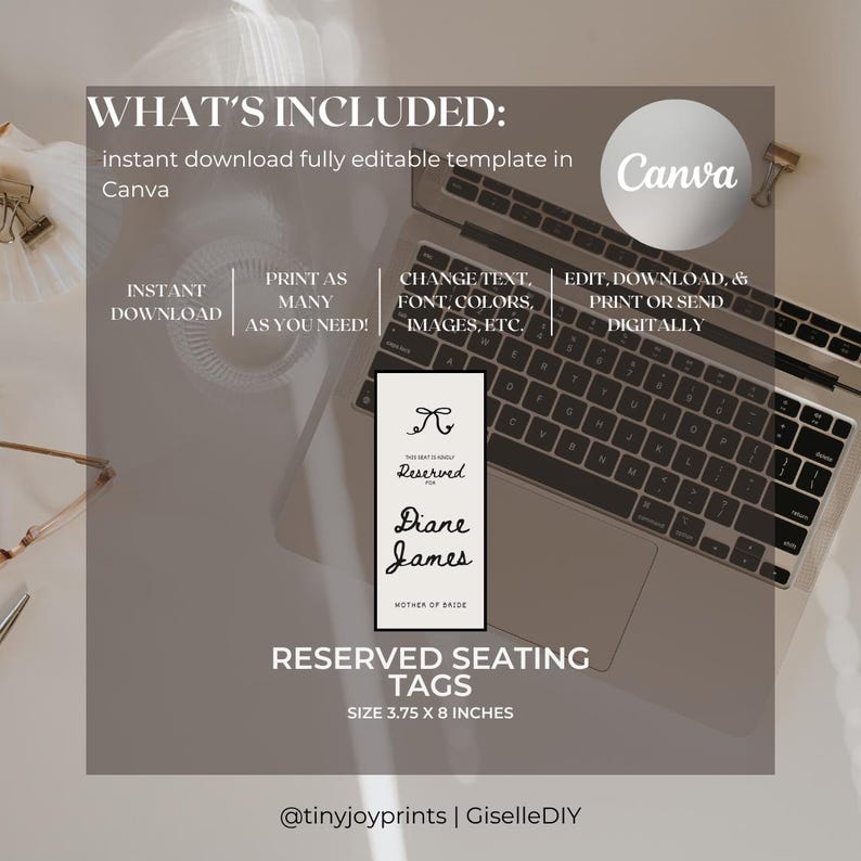 Hand-drawn Reserved Seating Tags | Wedding Ceremony Reserved Signs ...