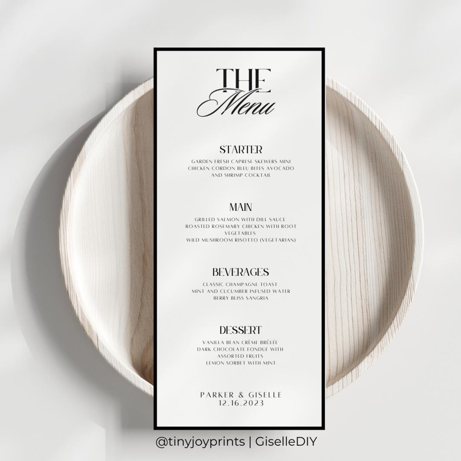 Modern Wedding Menu | Minimalist Dinner Menu Template | Editable Canva ...