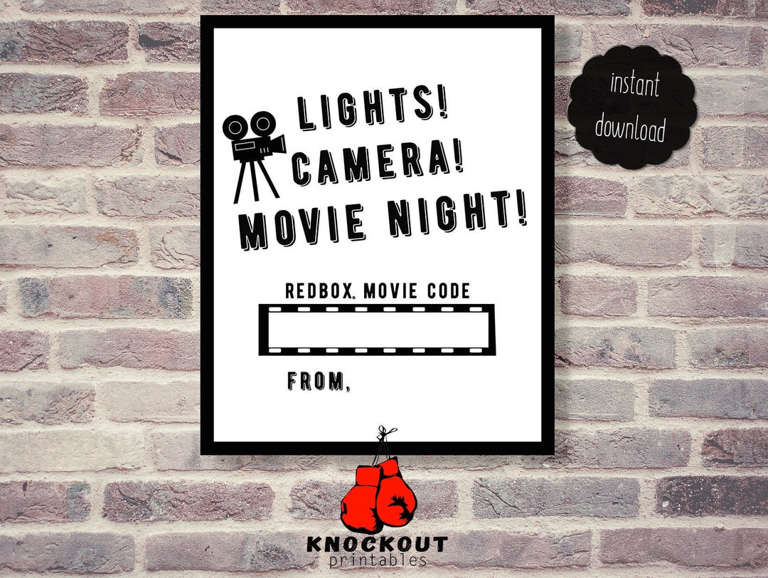 Lights Camera Movie Night Redbox® Gift Tag Printable Red - Etsy